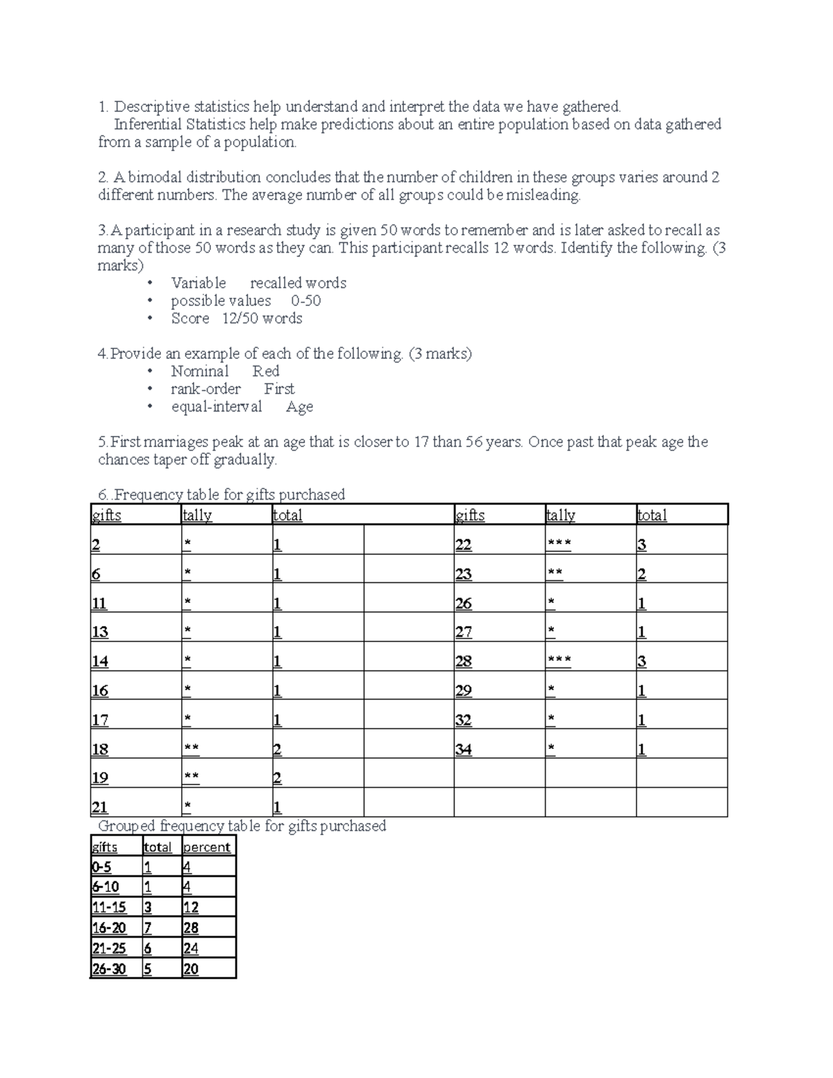 Soci301 assignment#1 - 100 - 1. Descriptive statistics help understand ...