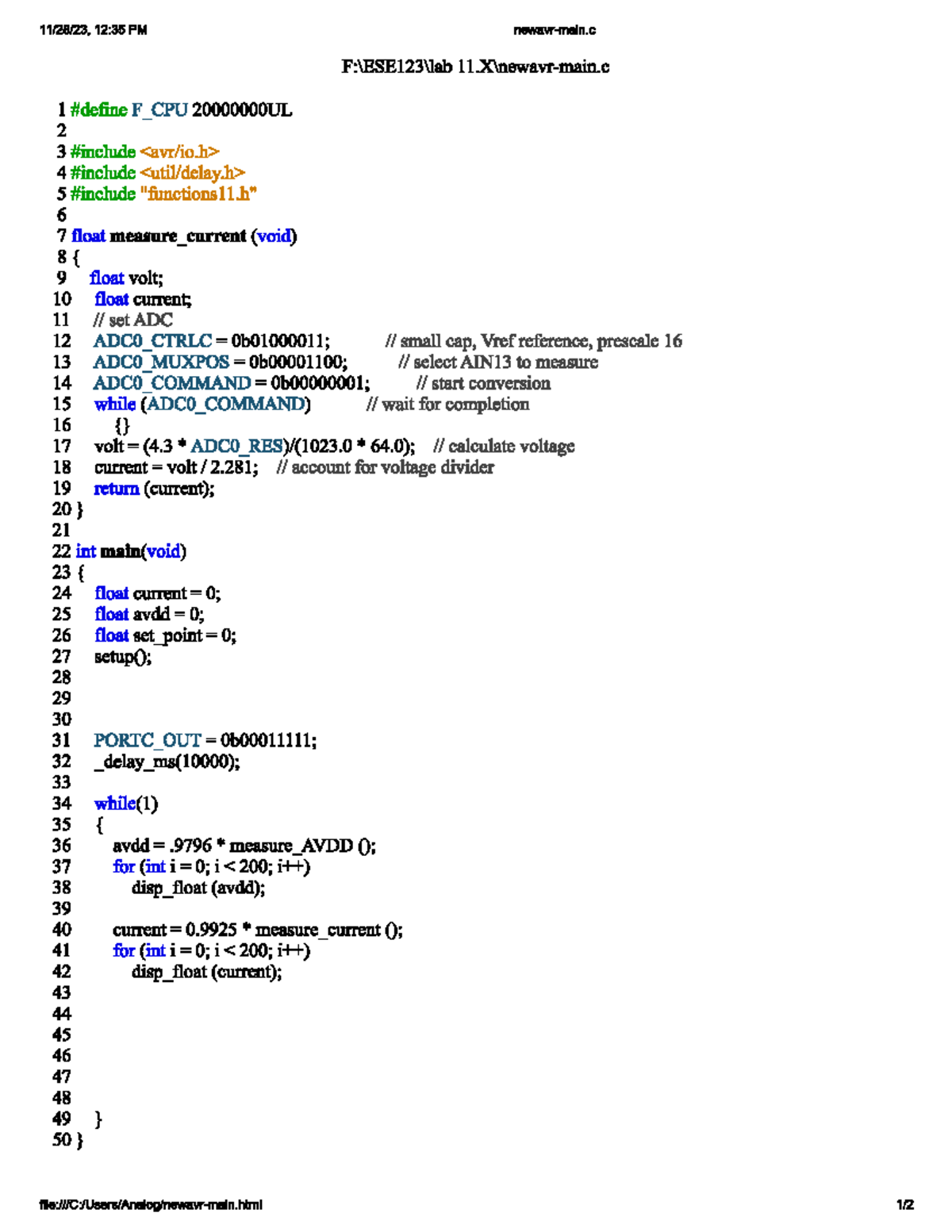 Lab code 11 - ESE 123 - Studocu