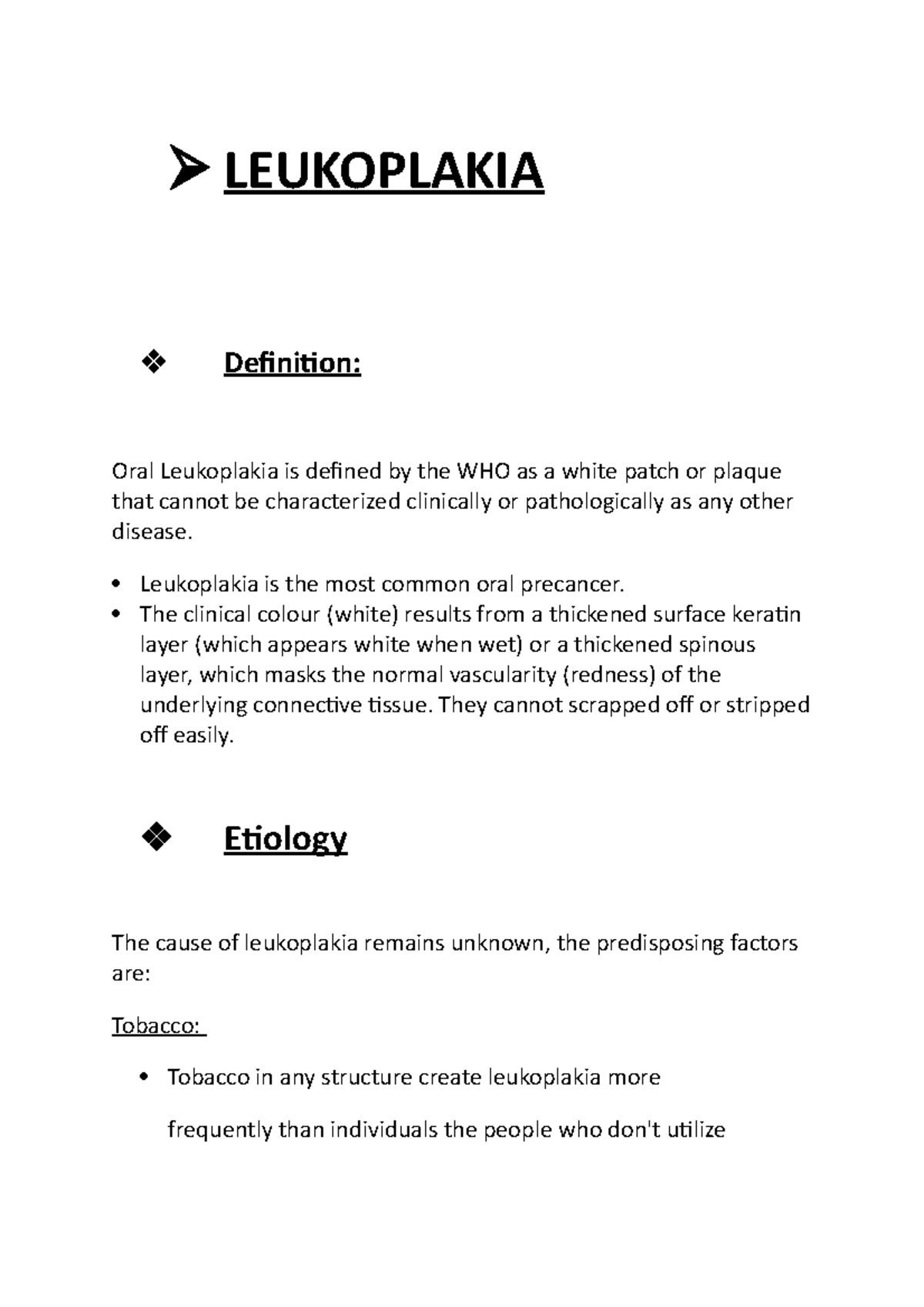 Leukoplakia - Leukoplakia is the most common oral precancer. The ...
