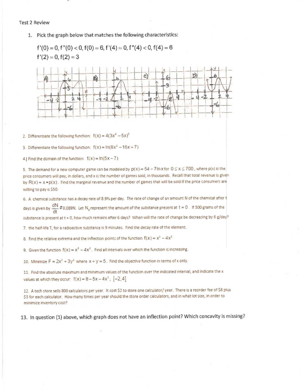 Test Review 2 with solutions 2023 - MAT 121 - Studocu