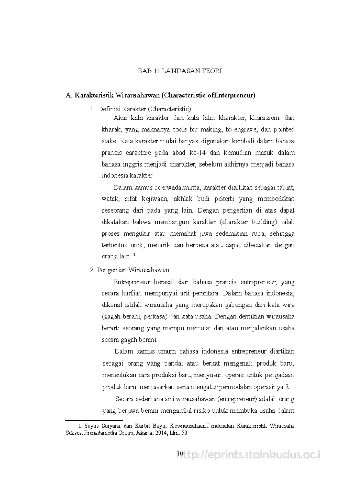 BAB II.pdf (Refrensi Kewirausahaan) - BAB 11 LANDASAN TEORI A. Karakteristik Wirausahawan - Studocu