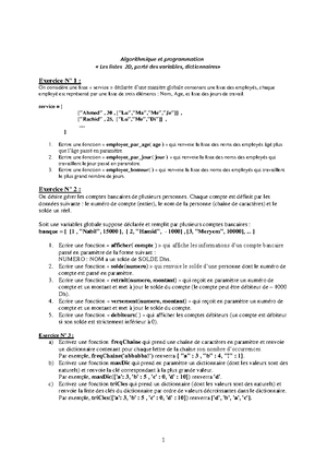 TD1 correction des travaux dirigés - 1 CORRECTION EXERCICES ALGORITHME ...