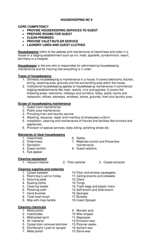 DLP - HK - HBKJKC - DETAILED LESSON PLAN HOUSEKEEPING NC II Grade 12 ...