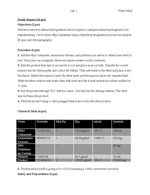 Chem8LA ex4 post lab JINA - Jina Park Experiment 4(post lab) Lab Notebook Observations (1 point ...