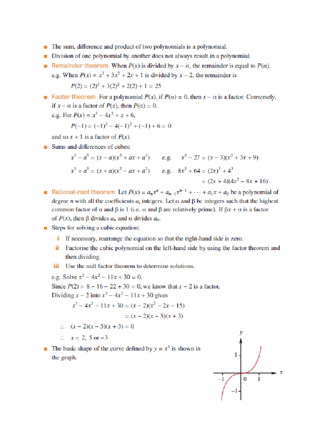 MM2 Summary for EOY exam - The sum, difference and product of two ...