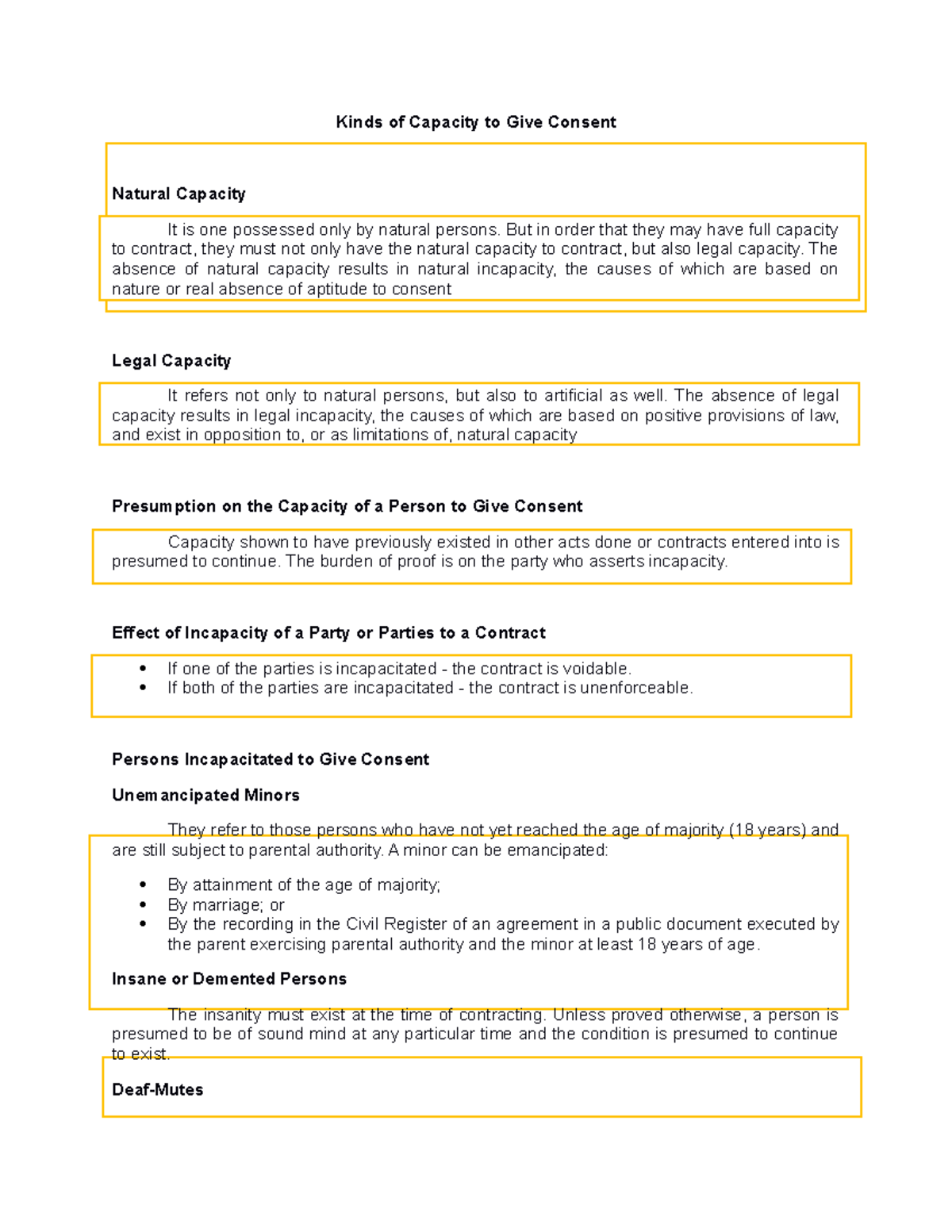 Kinds of Capacity to Give Consent - Kinds of Capacity to Give Consent ...