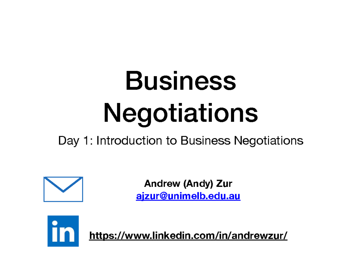Lecture 1. Introduction to Business Negotiations 2021 - Business ...