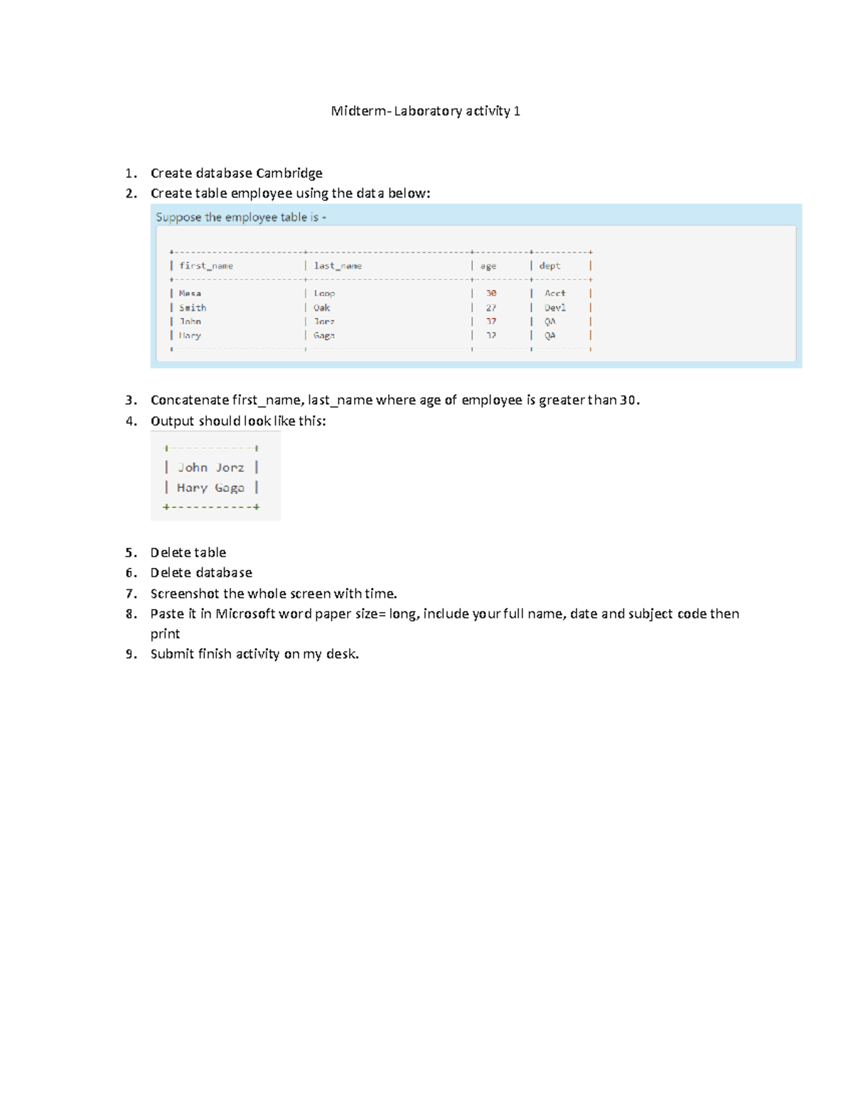 Midterm-laboratory Activity 1 - BS Architecture - Midterm- Laboratory activity 1 Create database ...
