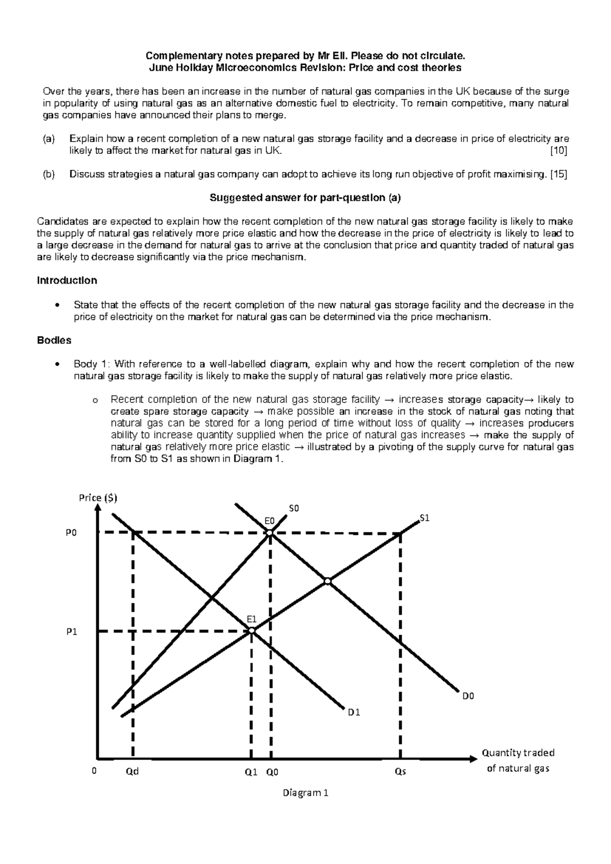 Price and cost theories (Set 2) Demand, PES, Price Mechanism, and ...