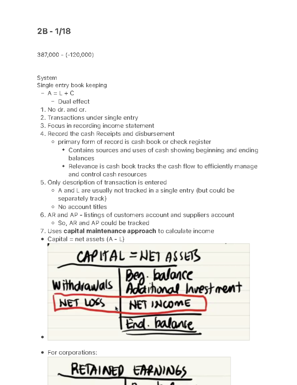 Single Entry running notes - – – 1. 2. 3. 4. 5. 6. 7. 2B - 1/ 387,000 ...