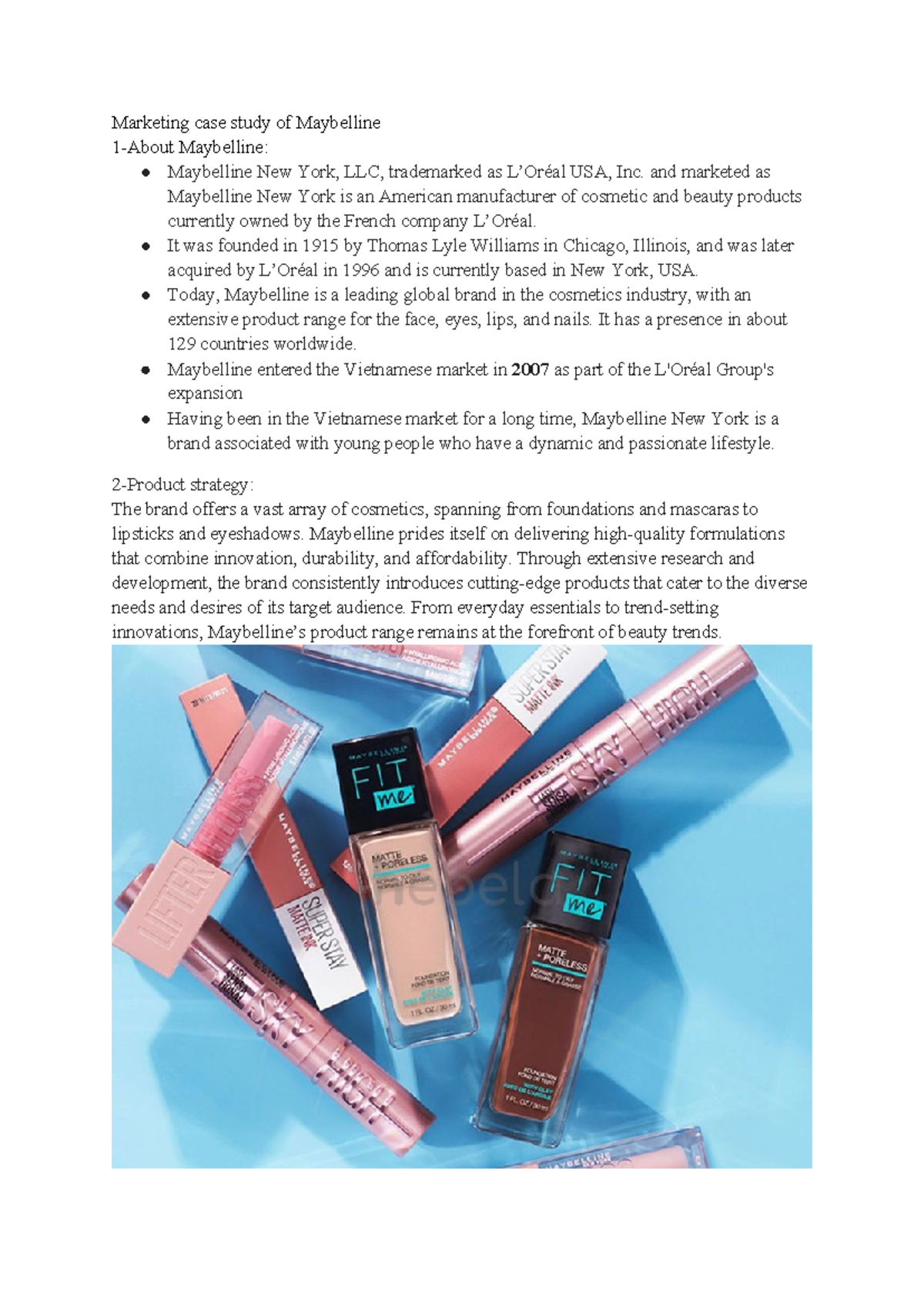 Maybelline-case - Marketing case study of Maybelline 1-About Maybelline: Maybelline New York ...