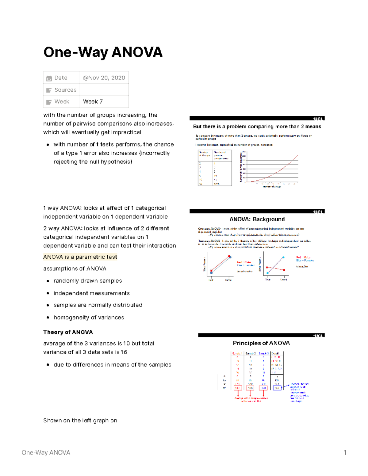 One Way Anova Lecture Notes 10 One Way Anova Date Sources Week Week