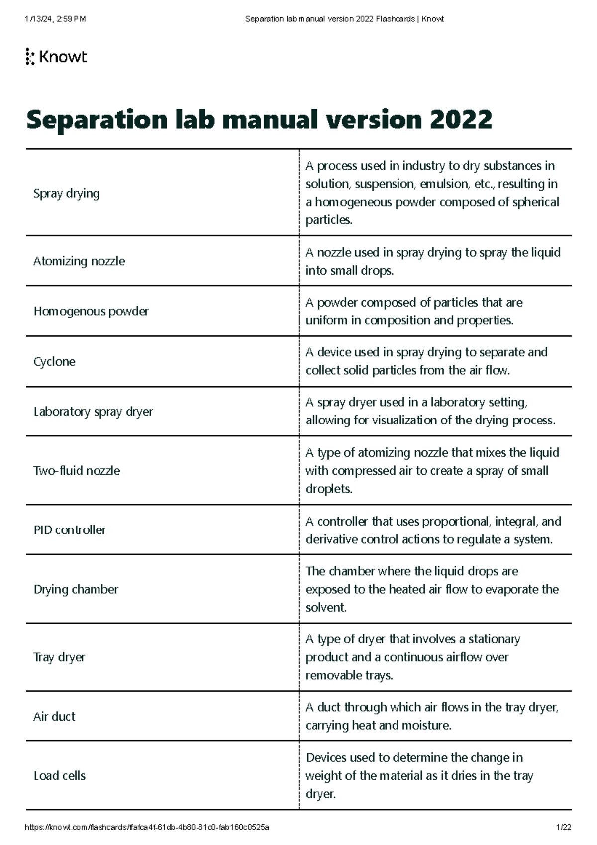 Separation lab Flashcards - Separation lab manual version 2022 Spray ...