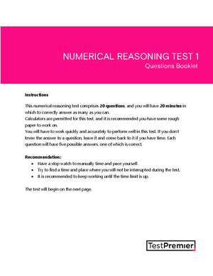 Numerical TEST 28 Answer - Instructions This numerical reasoning test ...