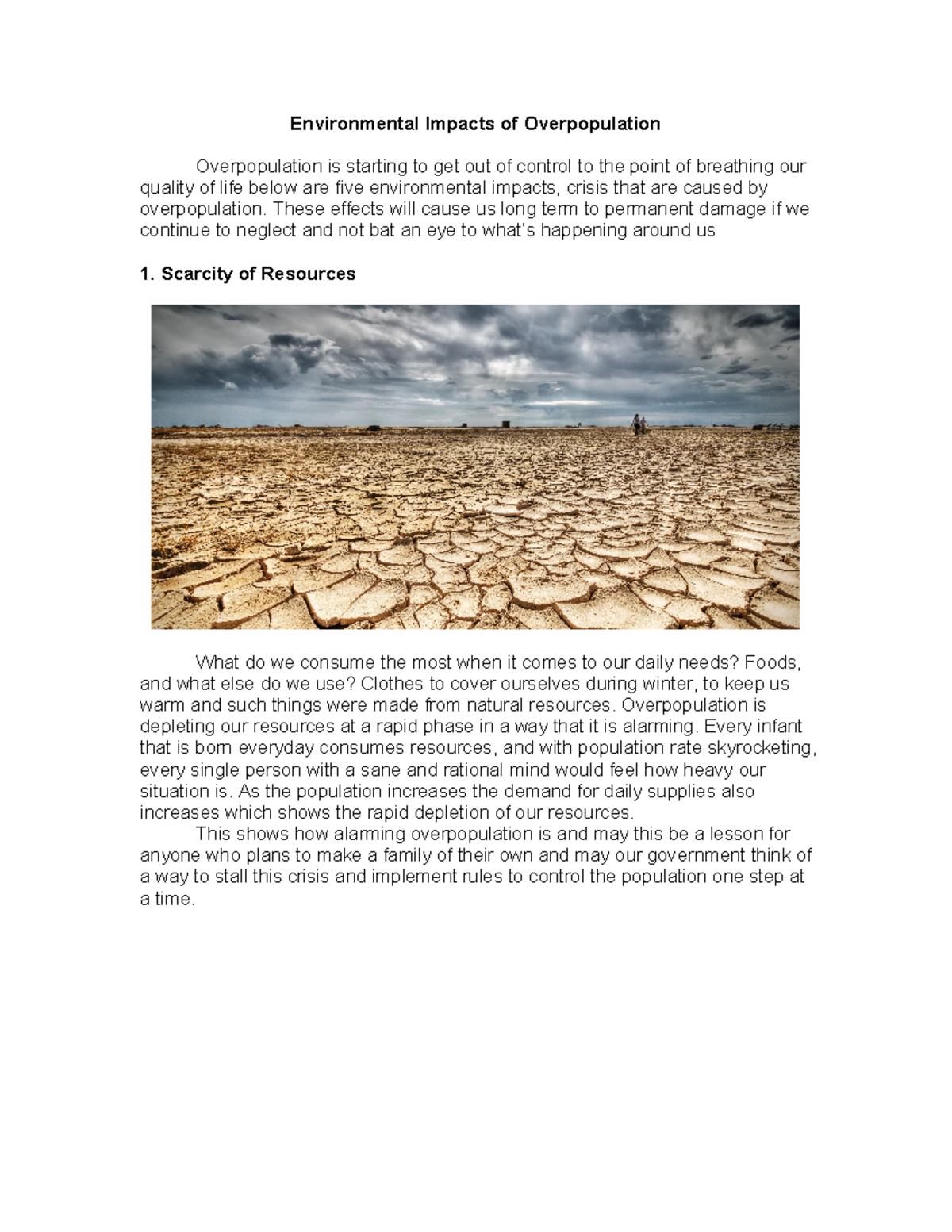 Environmental Impacts of Overpopulation - Environmental Impacts of ...