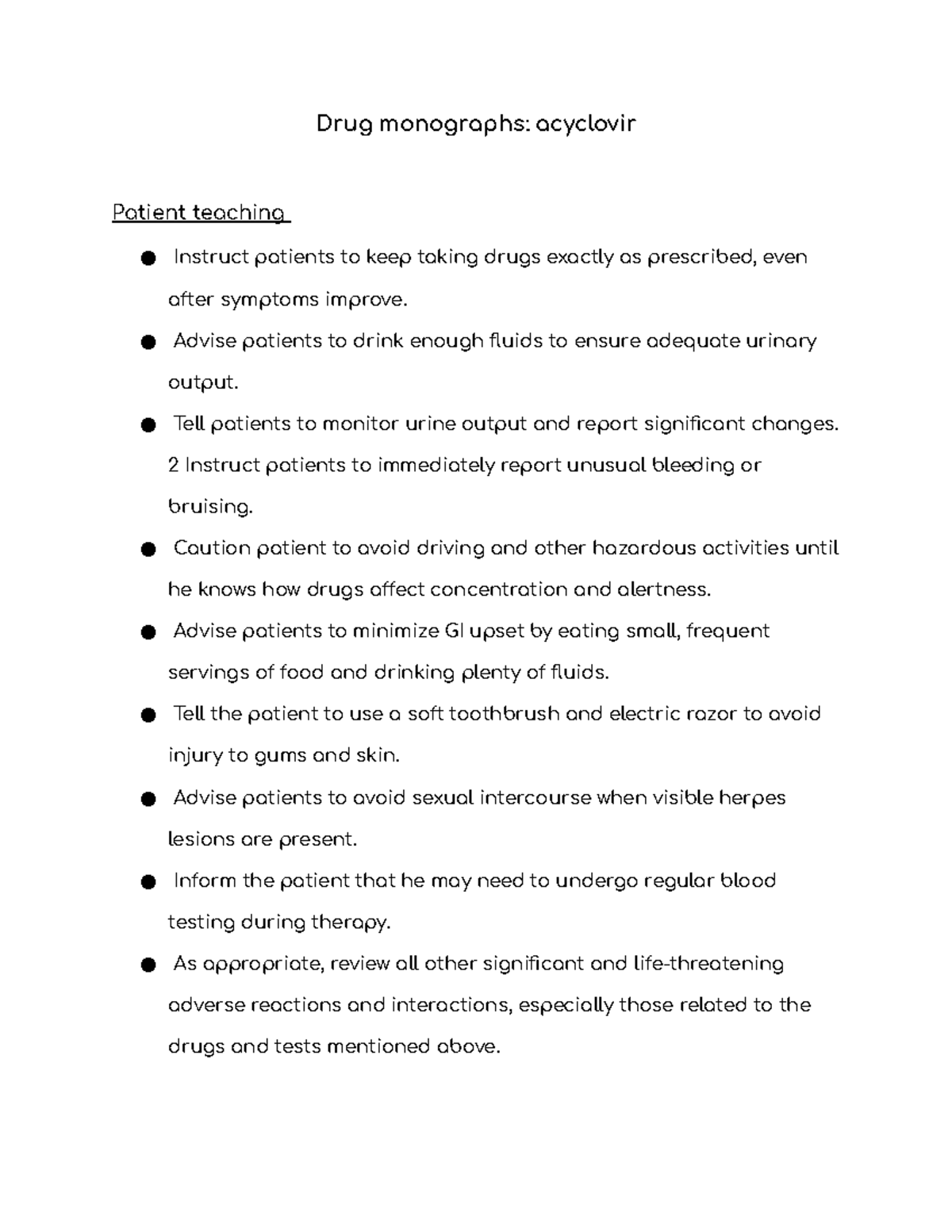Drug monographs acyclovir - Drug monographs: acyclovir Patient teaching ...