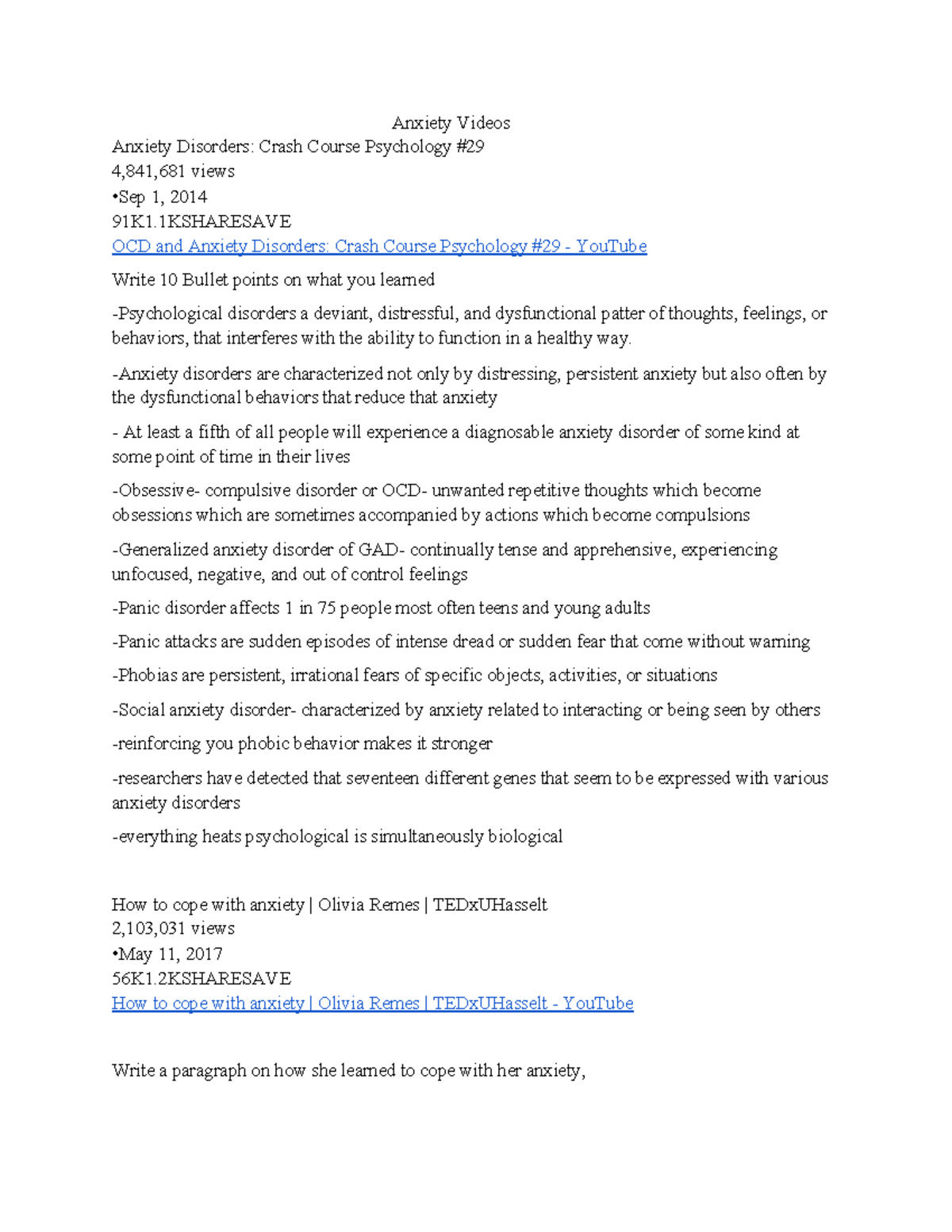 Anxiety Videos - Anxiety Videos Anxiety Disorders: Crash Course ...