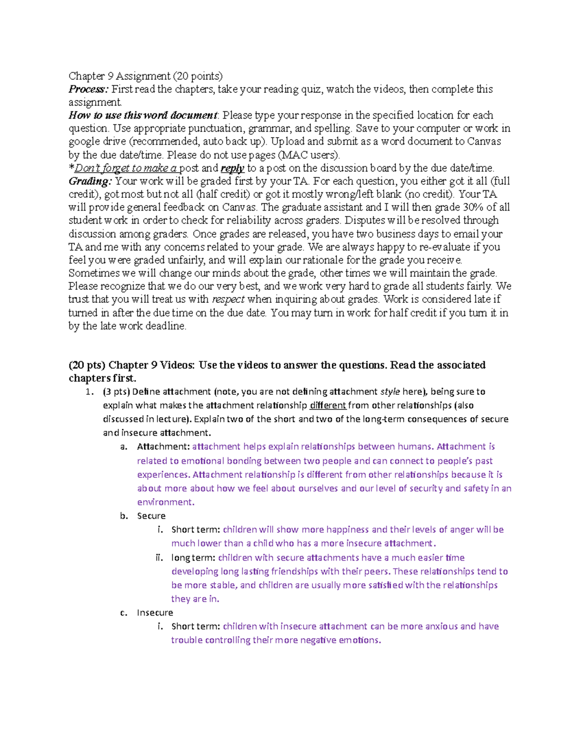 Chapter 9 assignment-20 pts - Chapter 9 Assignment (20 points) Process ...