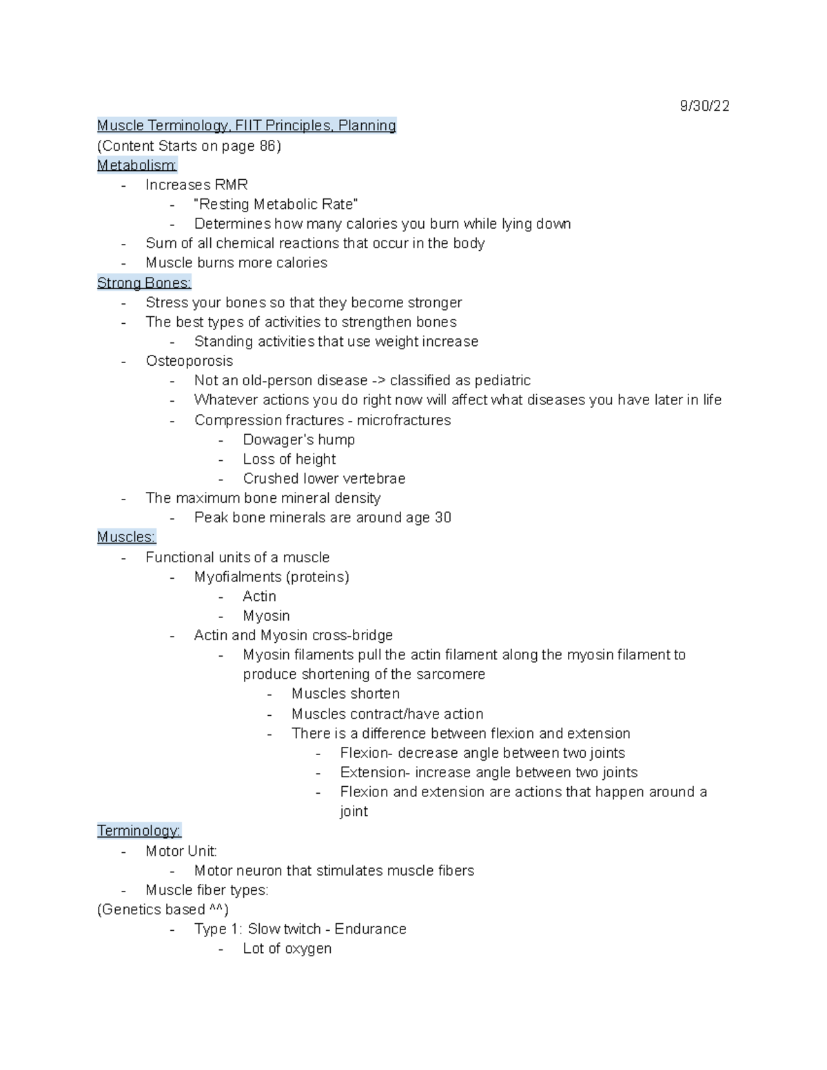 NSC- Mucle Terminology, FITT Principles - 9/30/ Muscle Terminology ...