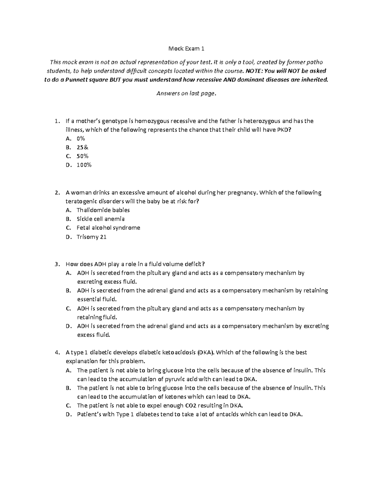 Mock Exam 1 - PRACTICE QUESTIONS - Mock Exam 1 This mock exam is not an ...