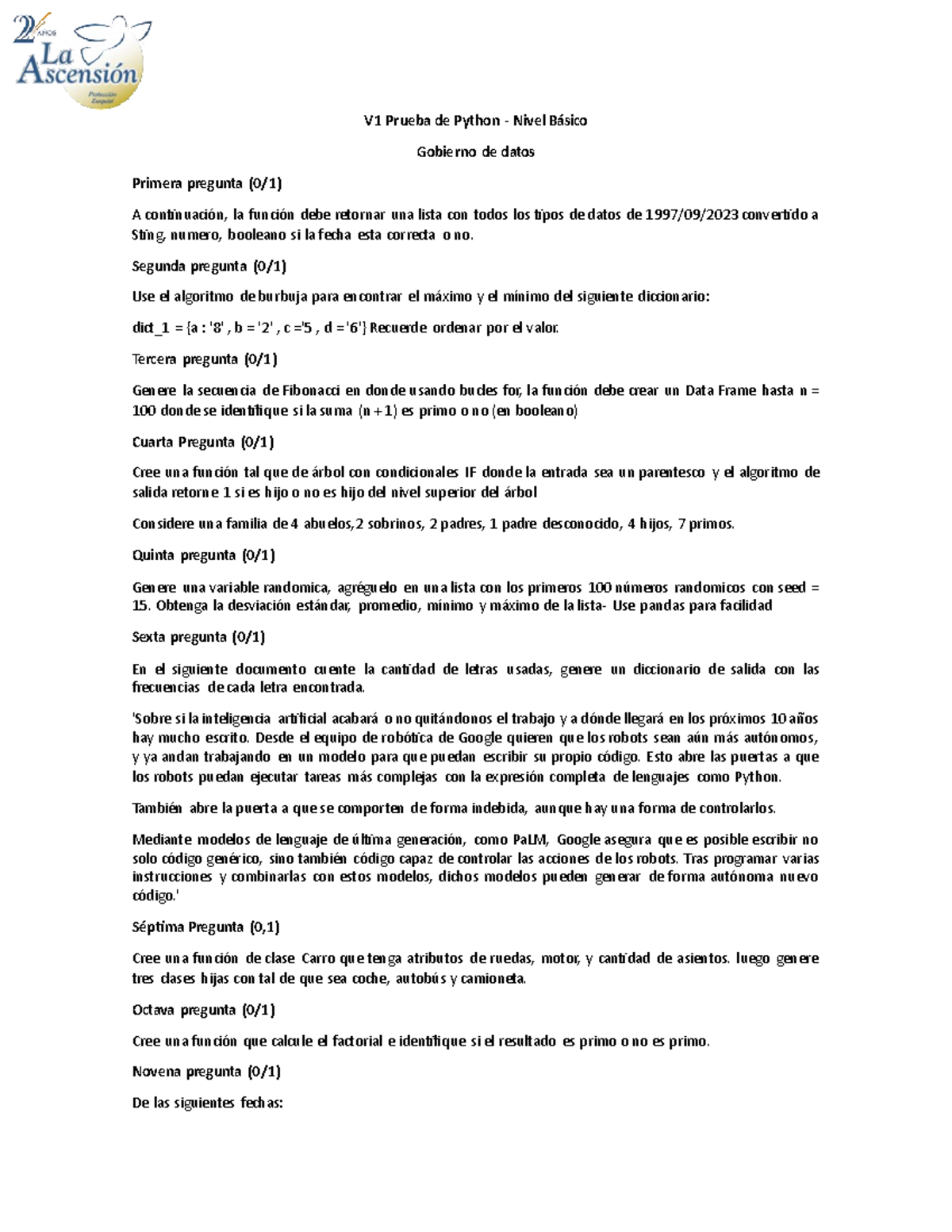 V1 Prueba de Python - avvvvvvvvvvvv - V1 Prueba de Python - Nivel ...