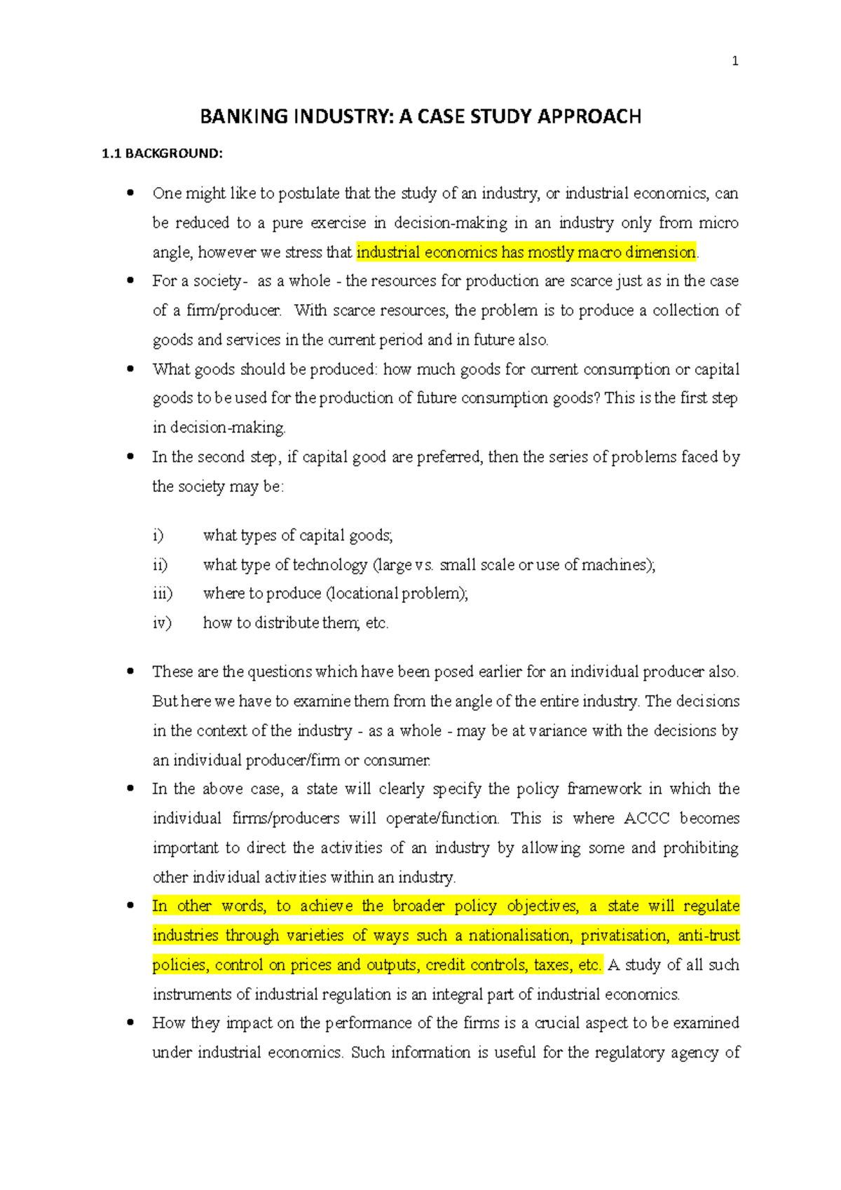 CEPP. Final. Lecture(2) - BANKING INDUSTRY: A CASE STUDY APPROACH 1 ...