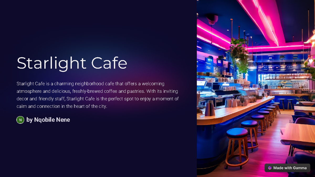 Starlight-Cafe - Basically a business description - Starlight Cafe ...