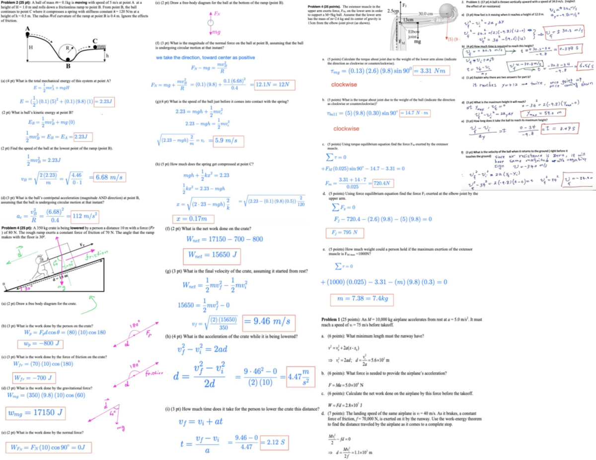 Midterm Cheat Sheet 2 - Problem 2 (25 pt): A ball of mass m 0 is moving ...