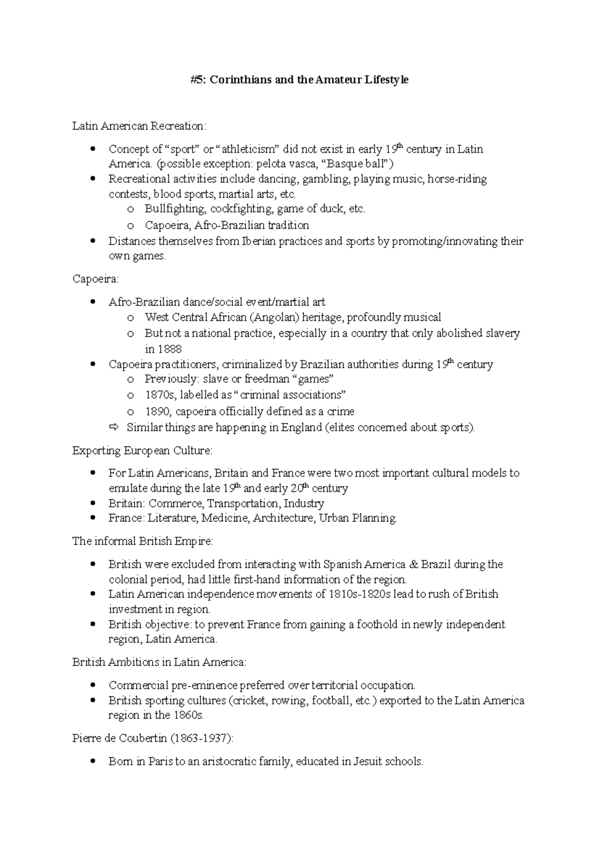HIST 154 Notes - #5: Corinthians and the Amateur Lifestyle Latin ...