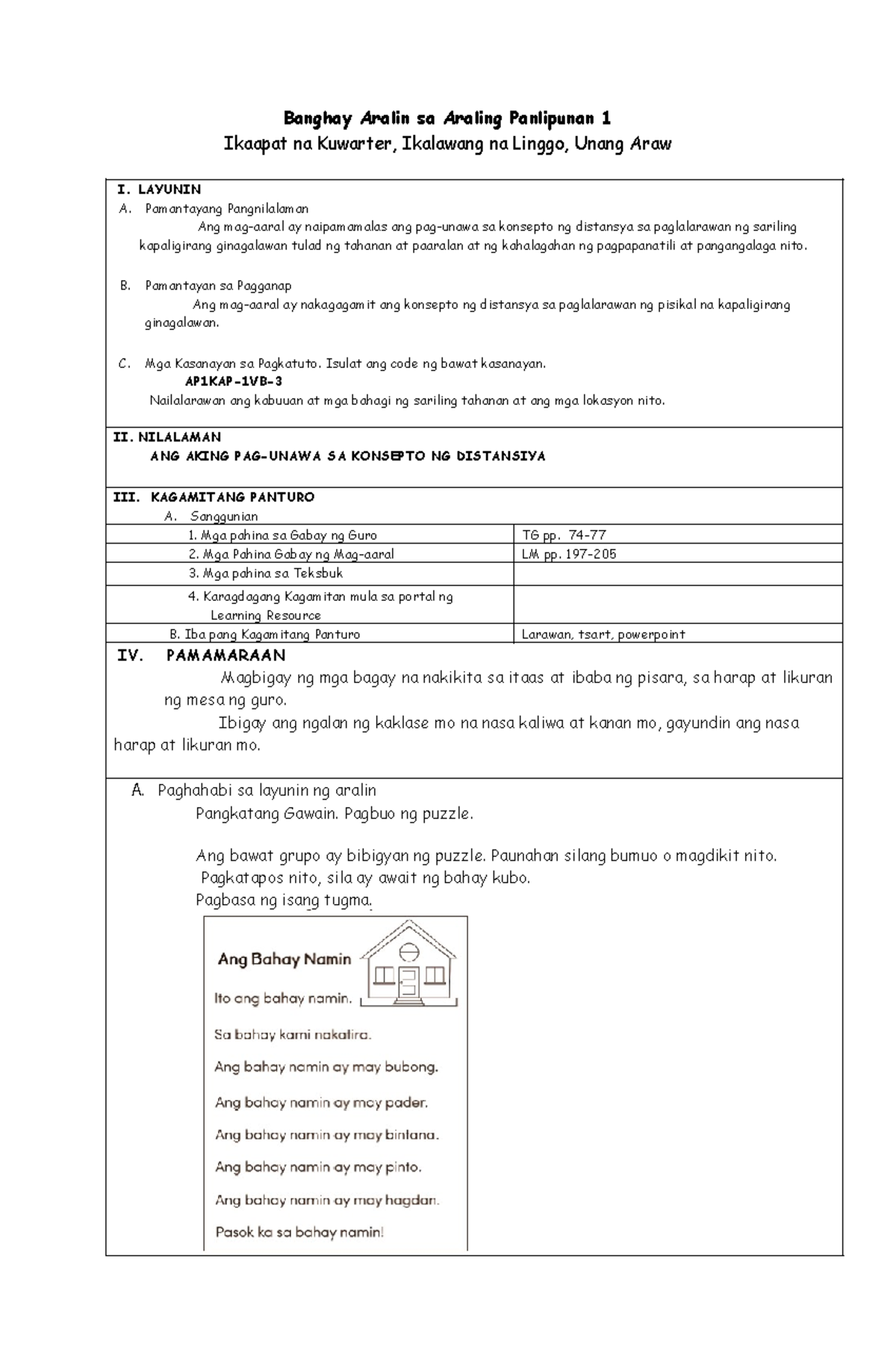 Grade 1 COT AP Q4 - Banghay Aralin sa Araling Panlipunan 1 Ikaapat na ...