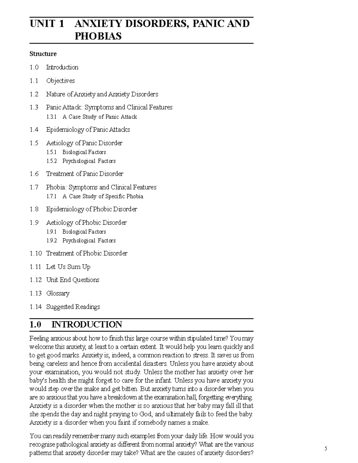 Clinical Picture and etiology of Disorders - 5 UNIT 1 ANXIETY DISORDERS ...