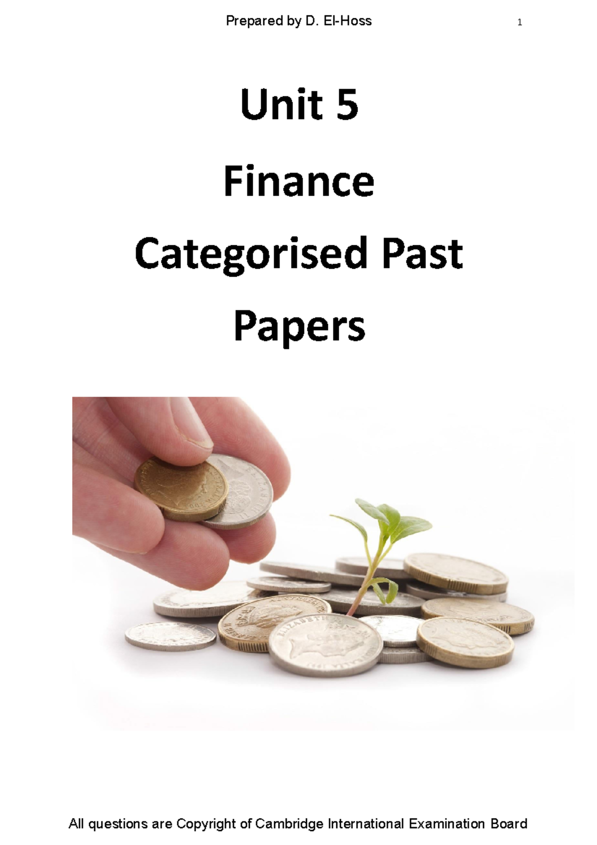 Unit 5 igcse business past papers - Unit 5 Finance Categorised Past ...