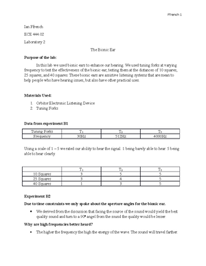 Robots Lab - Lab REport - Ian Ffrench Bionics Laboratory D Robots Lab ...
