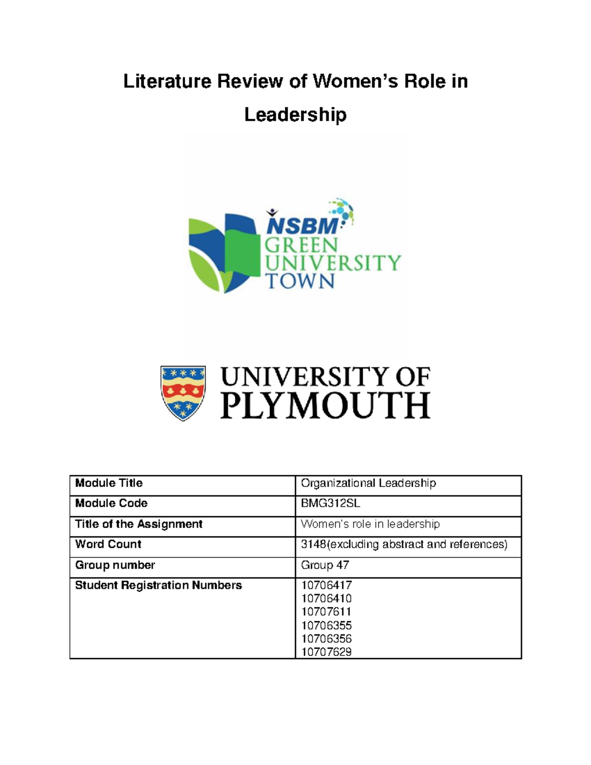 BMG312SL Organisational Leadership group 47 - Literature Review of ...