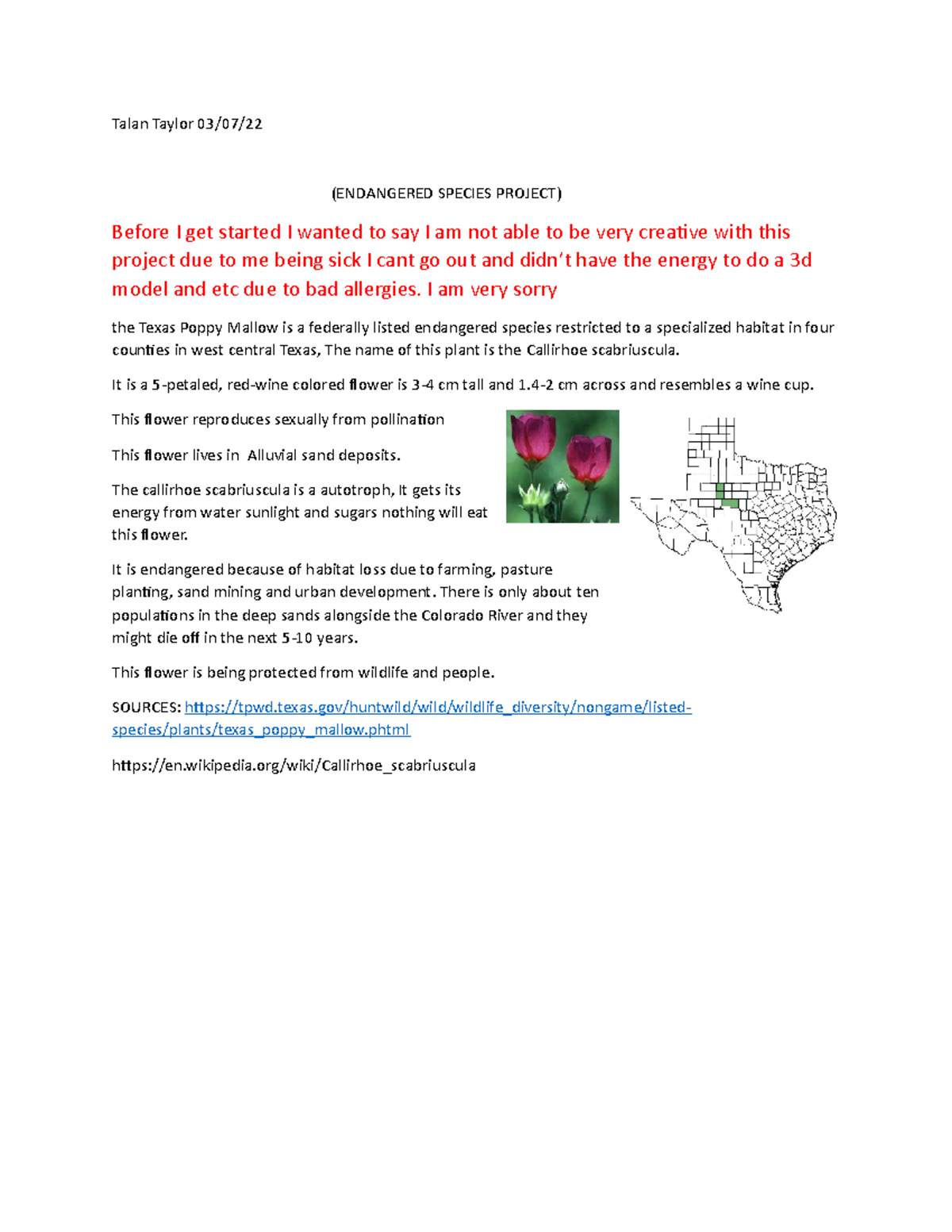 Talan Project - Lecture notes 10000 - Talan Taylor 03/07/ (ENDANGERED ...