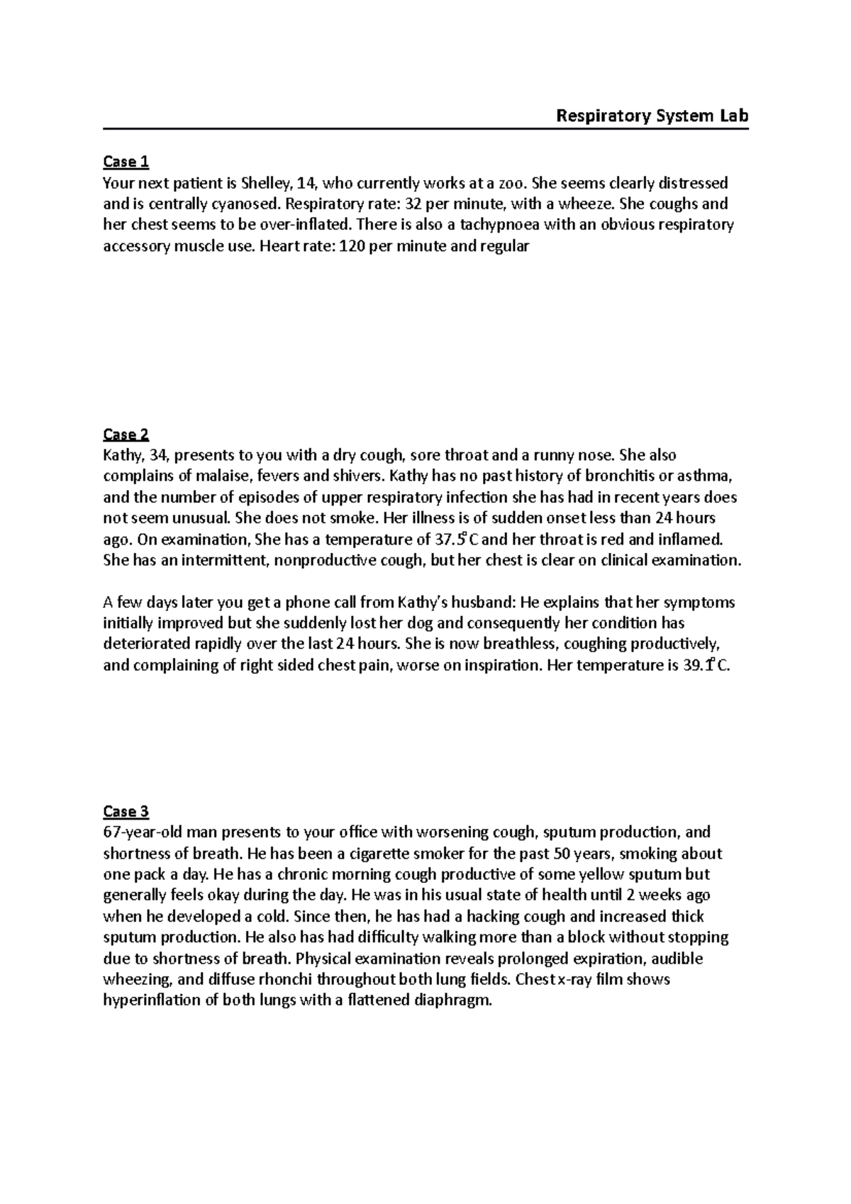 Respiratory System Lab - Respiratory System Lab Case 1 Your next ...