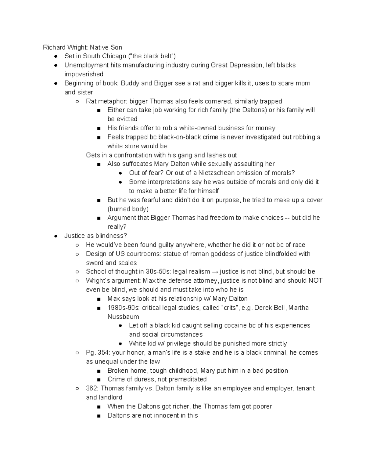 PHIL099 Notes on Richard Wright's Native Son - Richard Wright: Native ...