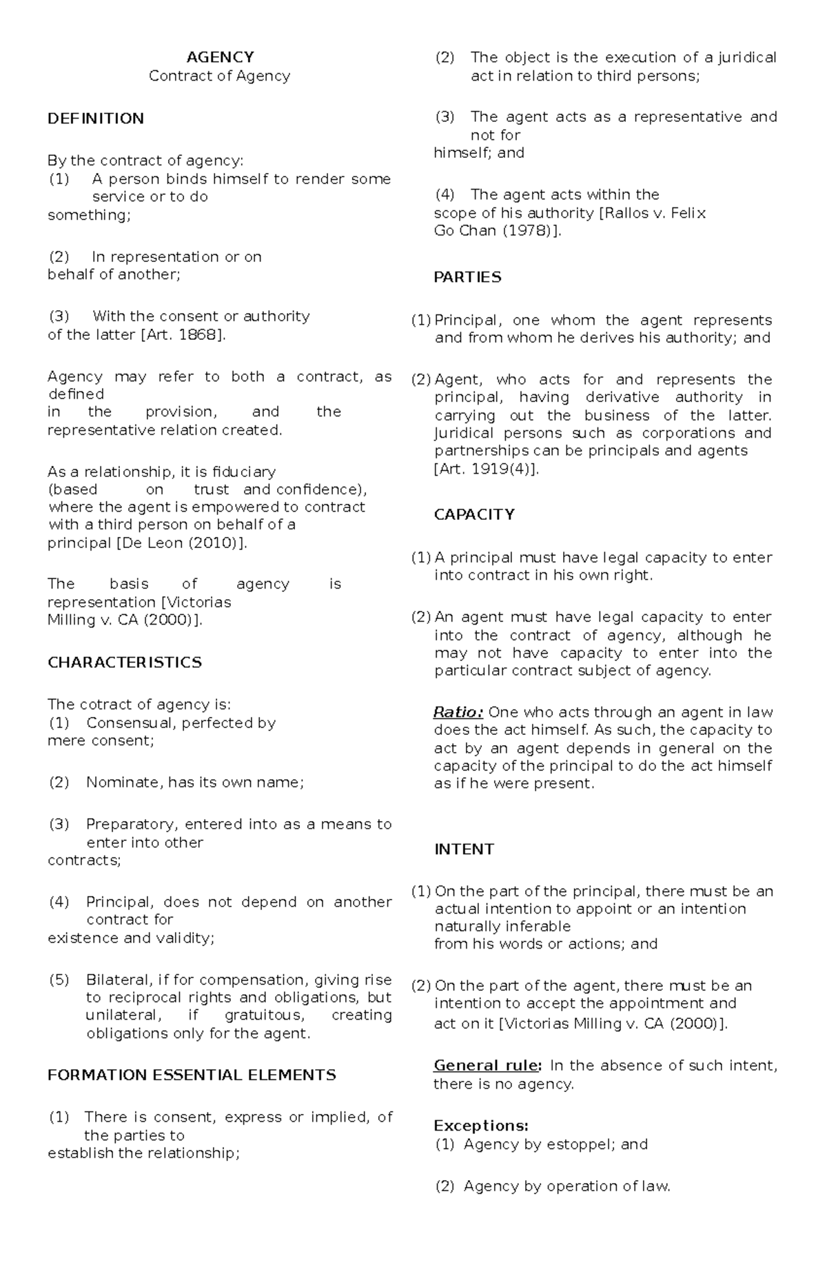 Prelims - M2 LAW ON Agency - AGENCY Contract of Agency DEFINITION By ...