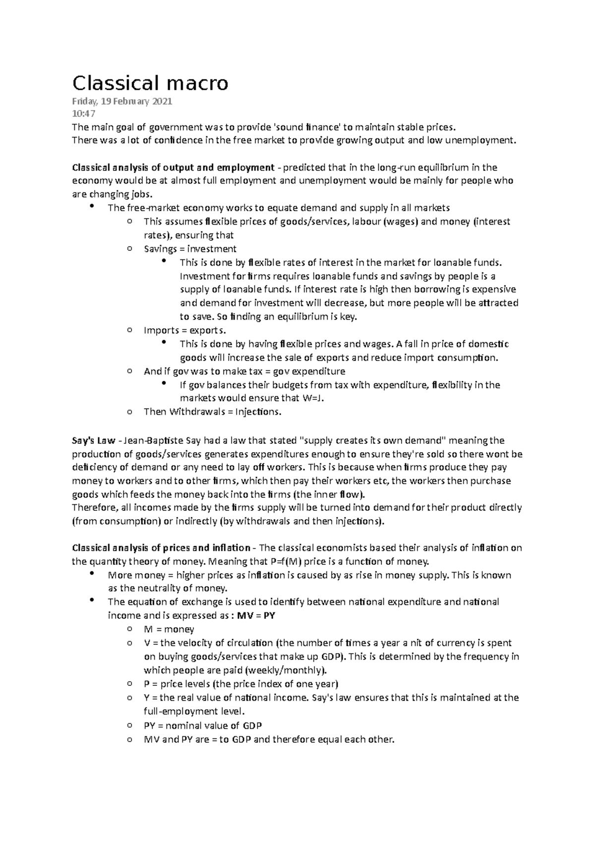 Classical macro - Classical macro Friday, 19 February 2021 10: The main ...