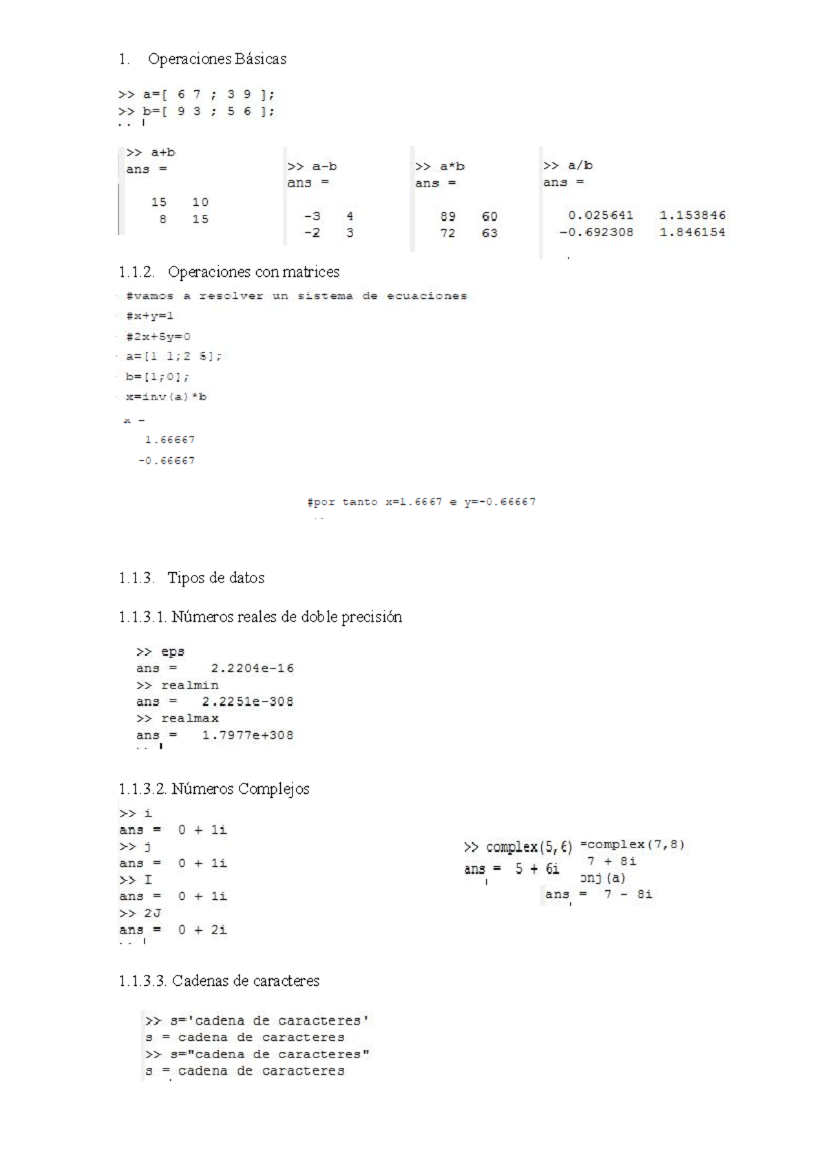 Octave Funciones - lenguage de programacion - Operaciones Básicas 1.1 ...