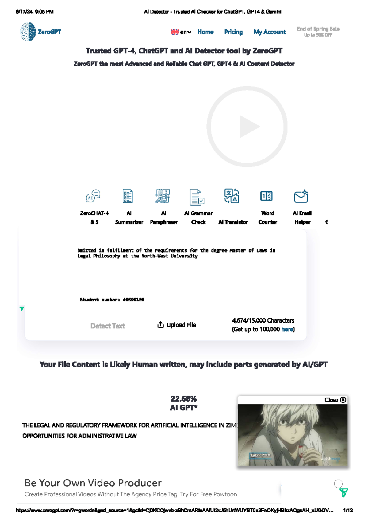 Ai generators - Artificial Intelligence Notes - 9:05 PM Al Detector ...