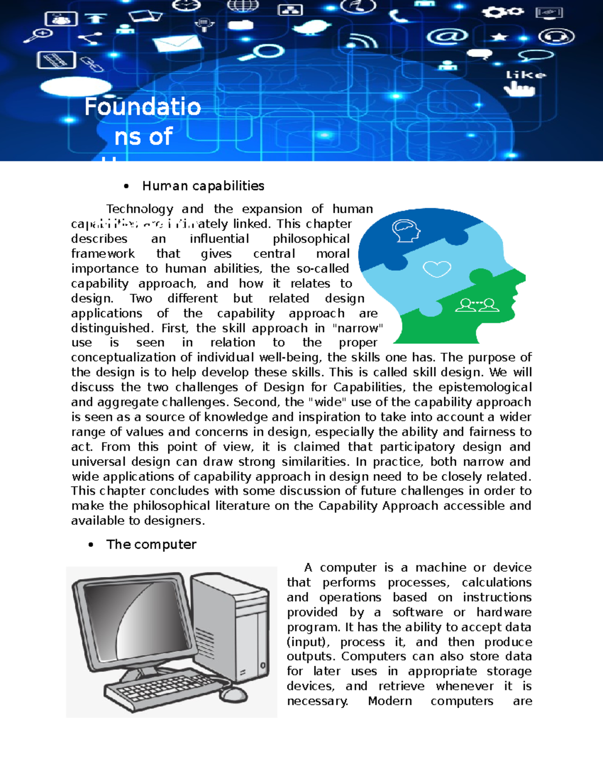 Human capabilities - Lecture notes 4 - Computer Engineering - PangSU ...
