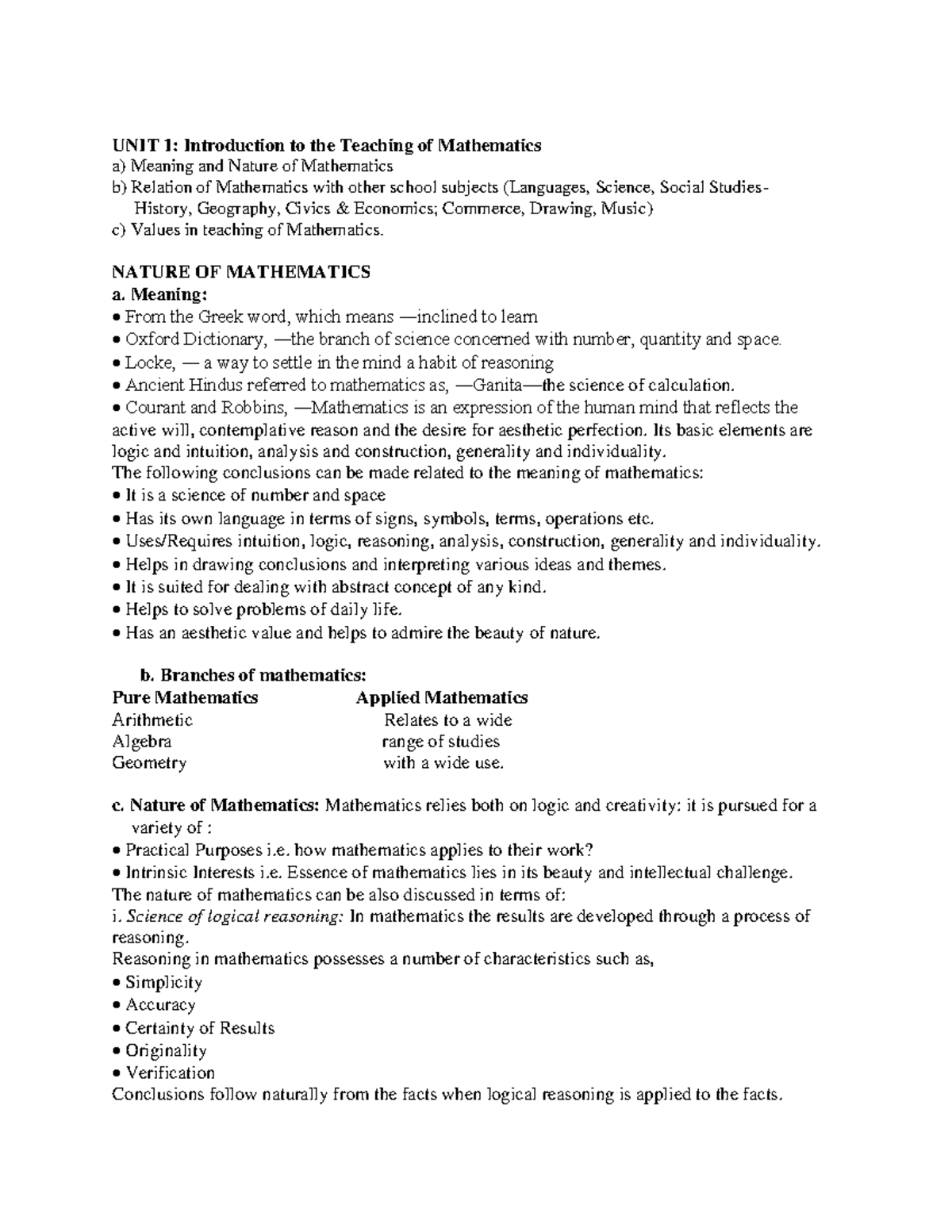 Maths meth Lecture Notes UNIT 1 Introduction To The Teaching Of maths-meth-lecture-notes-unit-1-introduction-to-the-teaching-of