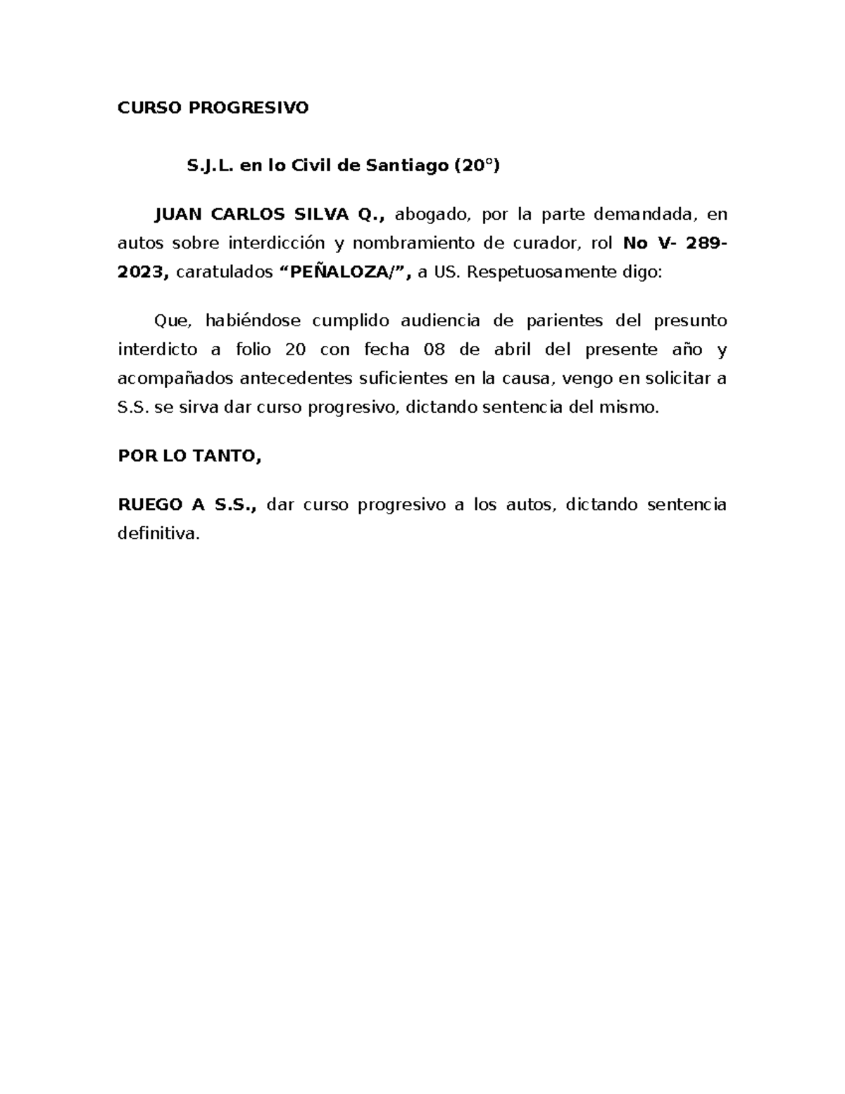 Curso Progresivo - CURSO PROGRESIVO S.J. en lo Civil de Santiago (20 ...