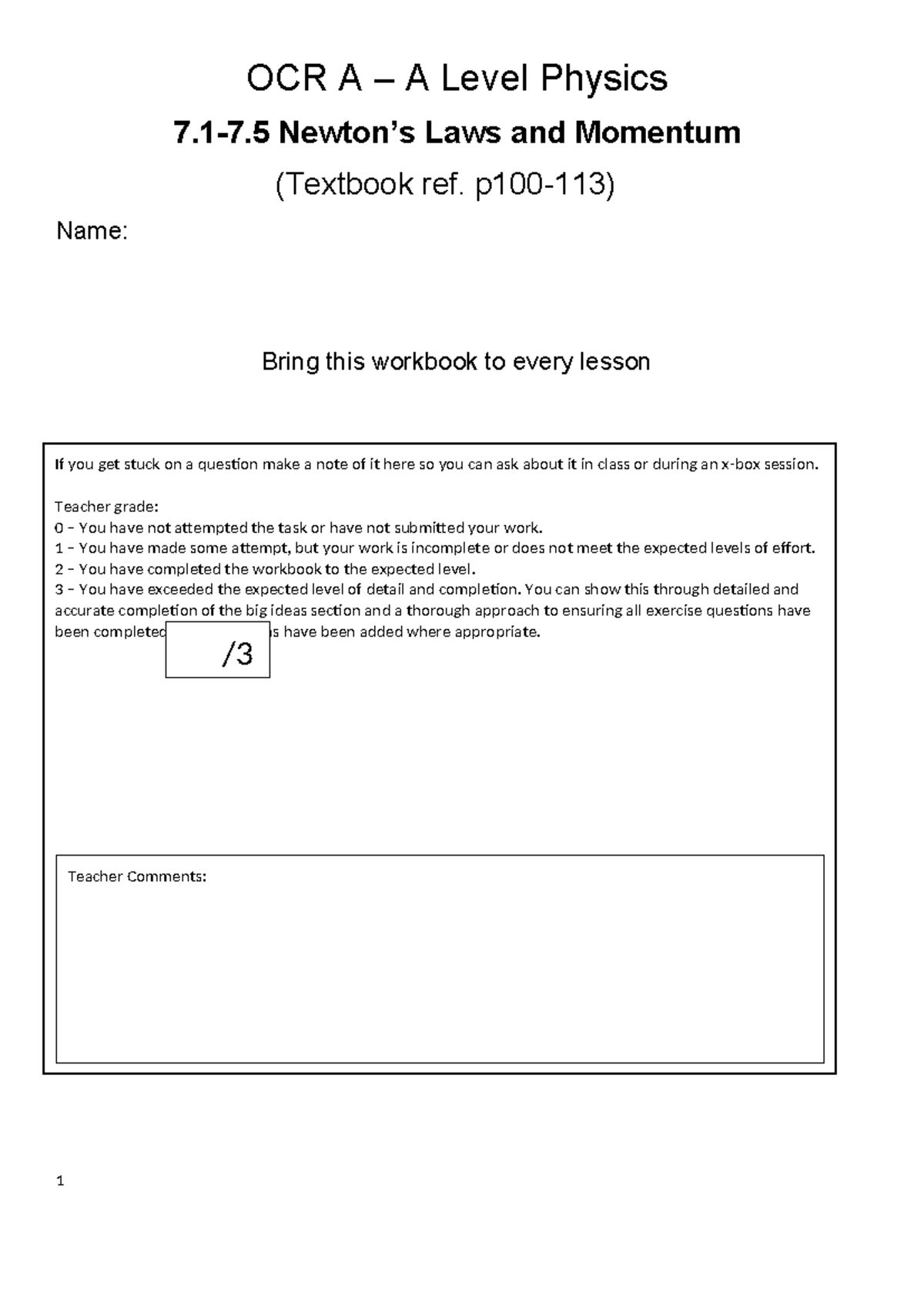 7-Newton s-Laws-and-Momentum-workbook - OCR A – A Level Physics 7.1-7 ...