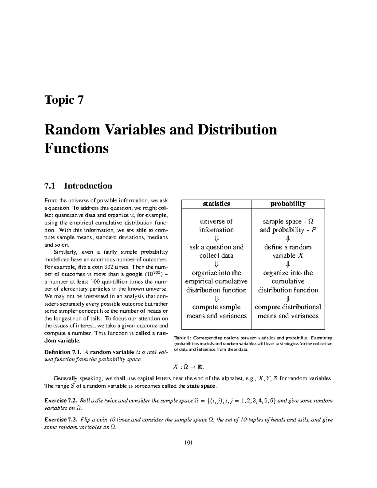 G randomvariables - Random Variables topic - Topic 7 Random Variables and Distribution Functions ...