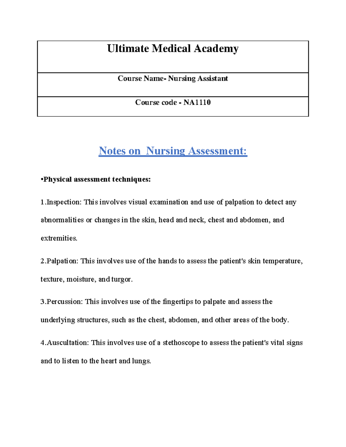 Nursing Assessment - This notes are useful for students who want to ...