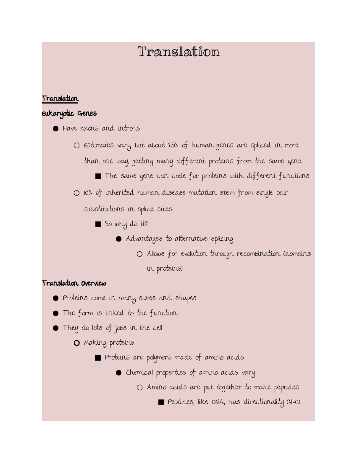 Translation - Lecture Notes - BIO151 - UMass Amherst - Studocu