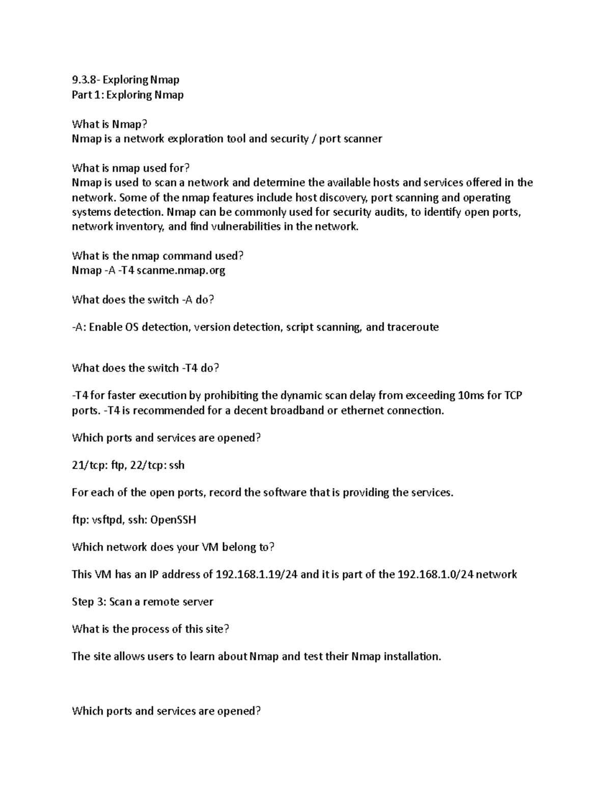 938 Lab Exploring Nmap 93 Exploring Nmap Part 1 Exploring Nmap What Is Nmap Nmap Is A