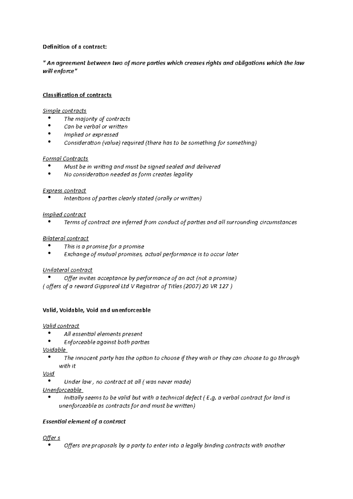 Contracts - Definition of a contract: " An agreement between two of ...